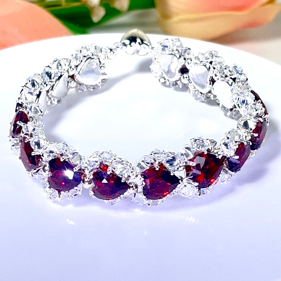 OneMillet Kit-M03 Pomegranate Red Heart Zircon Handmade Bracelet DIY K